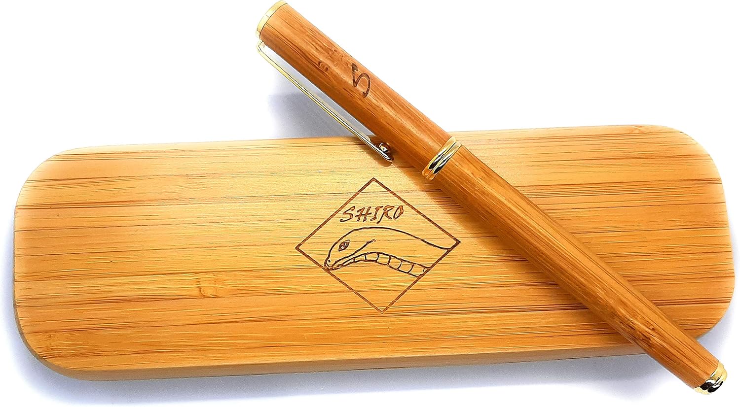 Shiro Vintage Fountain Pen Set With Elegant Case From Bamboo Wooden ...