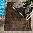 Amazon.com: CAMILSON Indoor Outdoor Rug, 5x7 Medallion Nut Brown Black ...