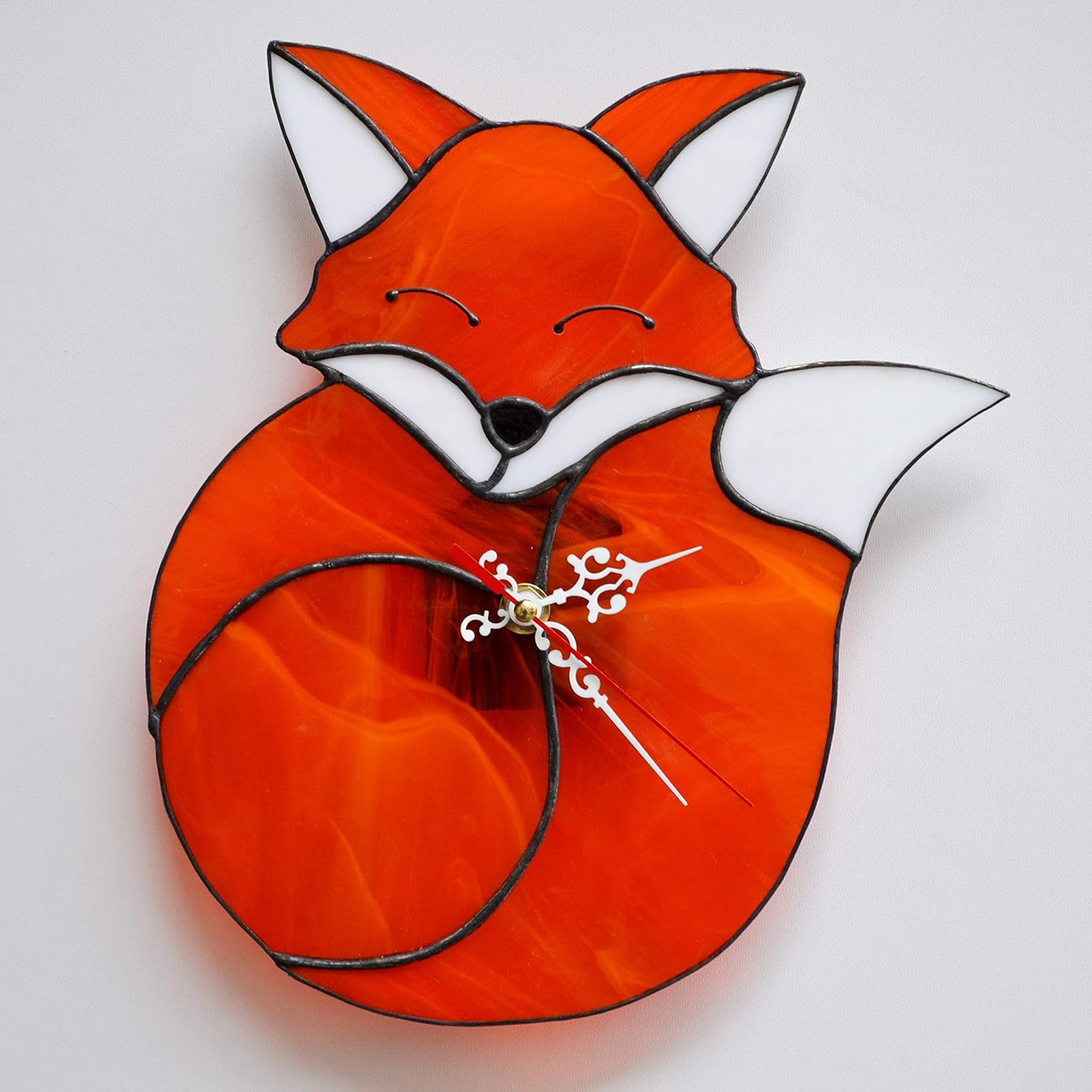 Amazon.com: Woodland Red Fox Wall Clock 10 Inch – Unique Art Stained ...