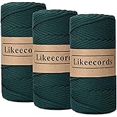 Amazon.com: Likeecords 3 Skeins of 4mm Polyester Braided Macrame Cord ...