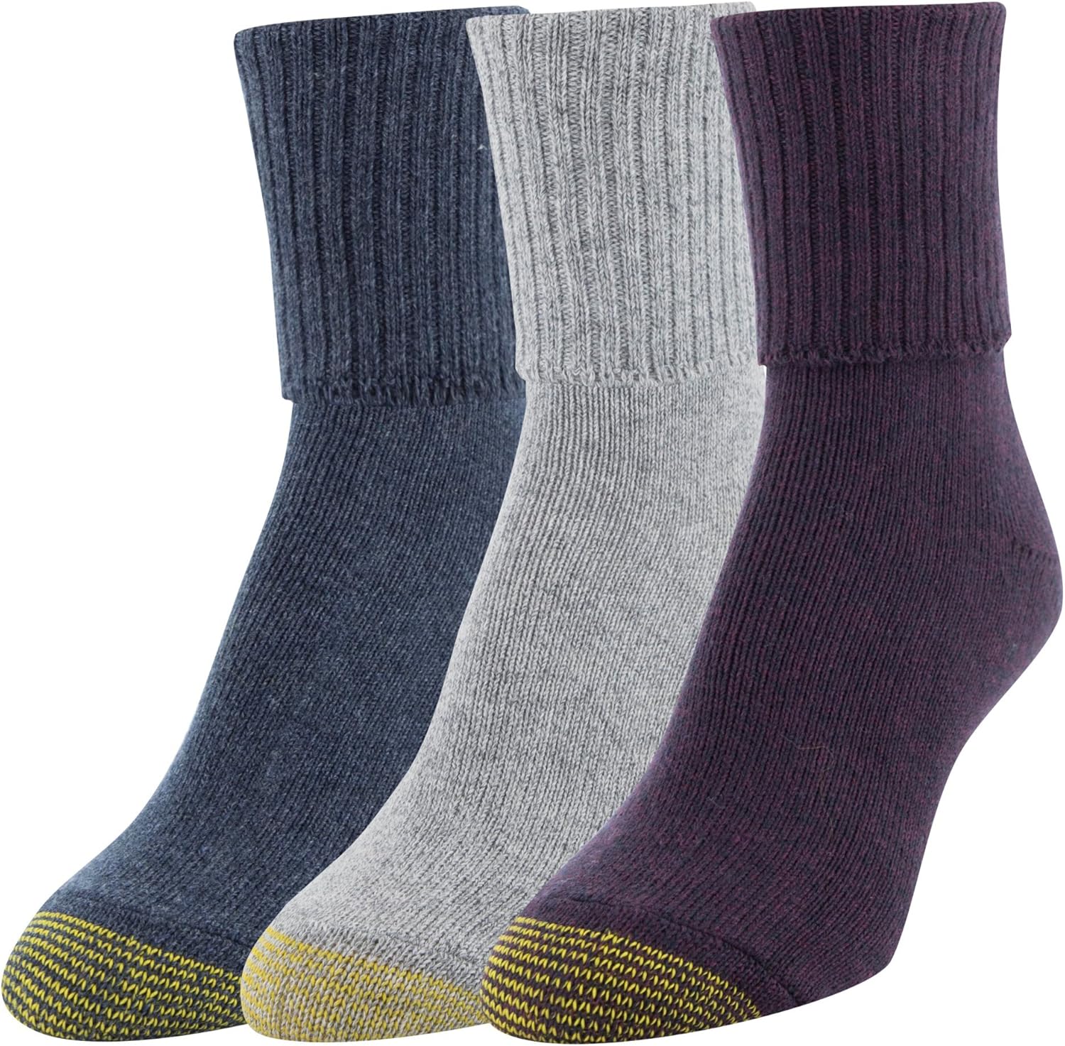 Gold Toe Women's Bermuda Socks, 3 Pairs, cabernet/grey marl/navy marl ...
