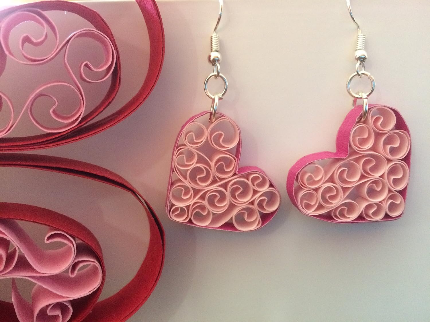 Amazon Handmade Pink Heart Paper Filigree Dangle Earrings Quilling Jewelry Handmade amazon-handmade-pink-heart-paper-filigree-dangle-earrings-quilling-jewelry-handmade