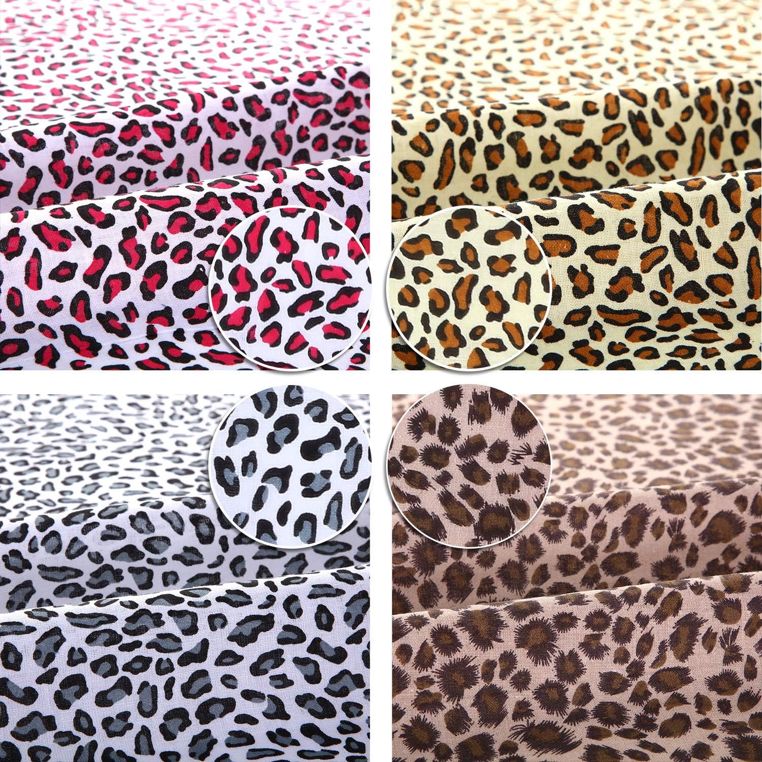 6 Pieces 19 x 19 Inch Leopard Print Fabric Animal Leopard Quilting ...