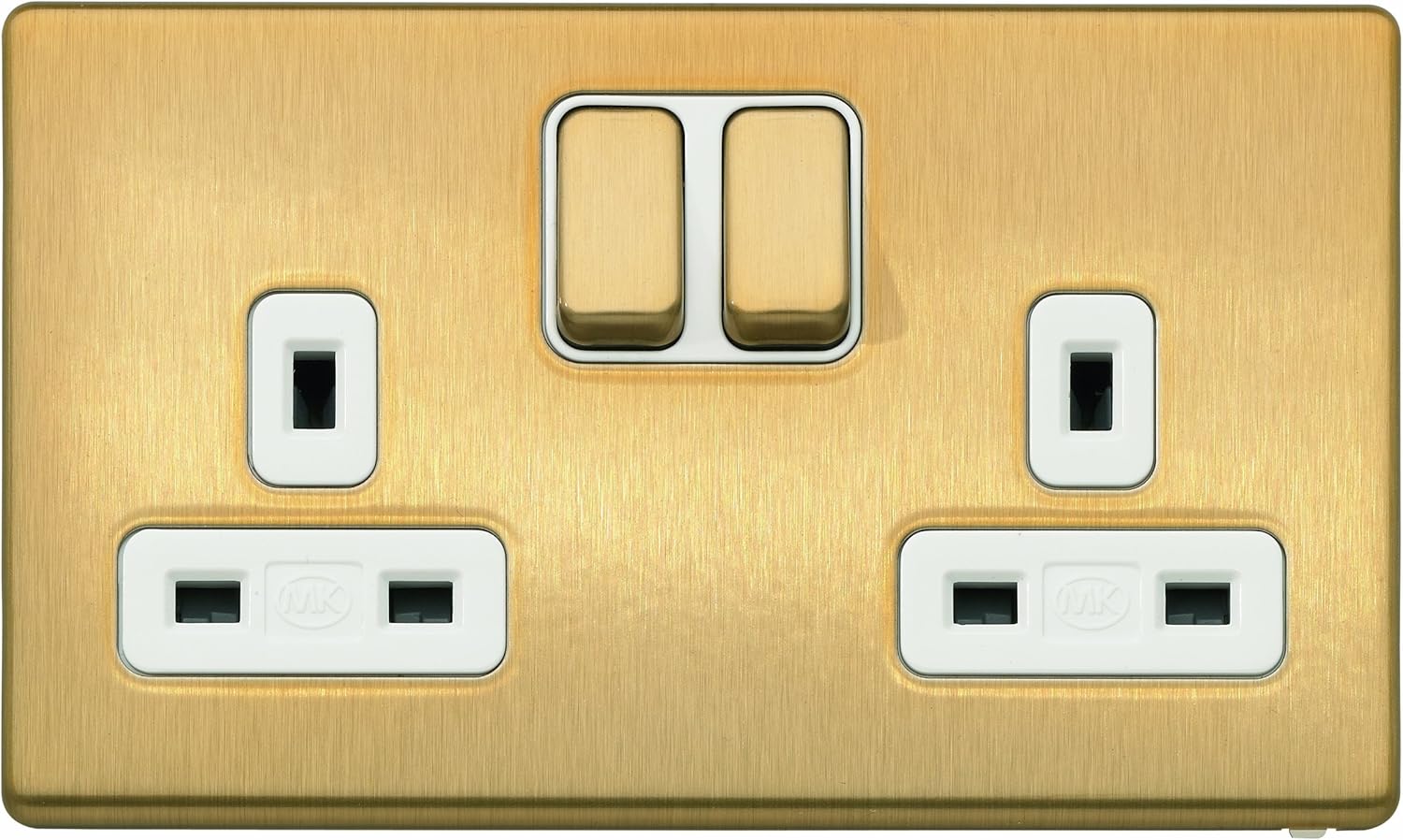 MK Aspect K24347SAGW 13A Double Switched Socket with Double Pole/ Dual ...