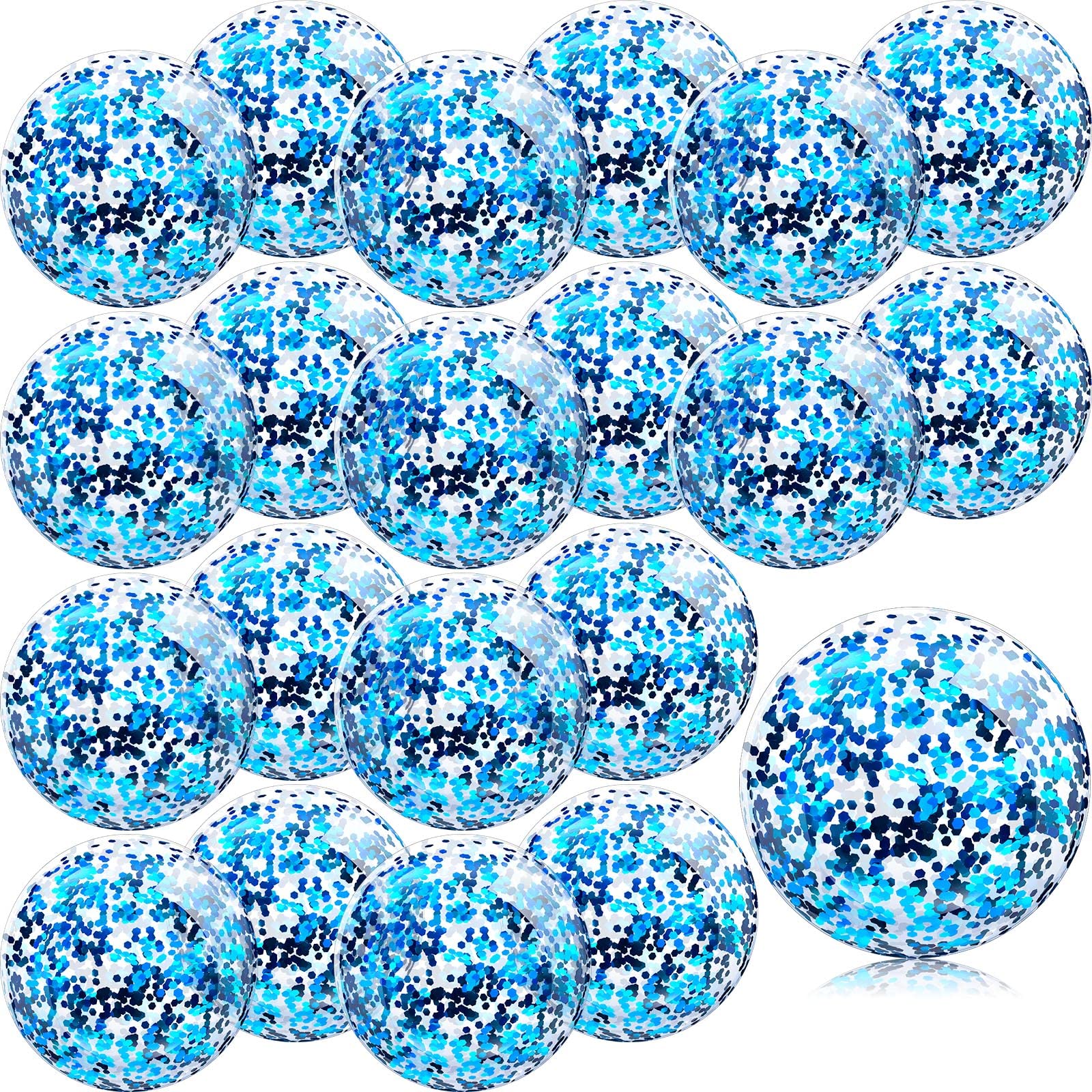 Zhanmai 20 Pieces 8 Inch Mini Glitter Beach Balls Bulk Clear Inflatable ...