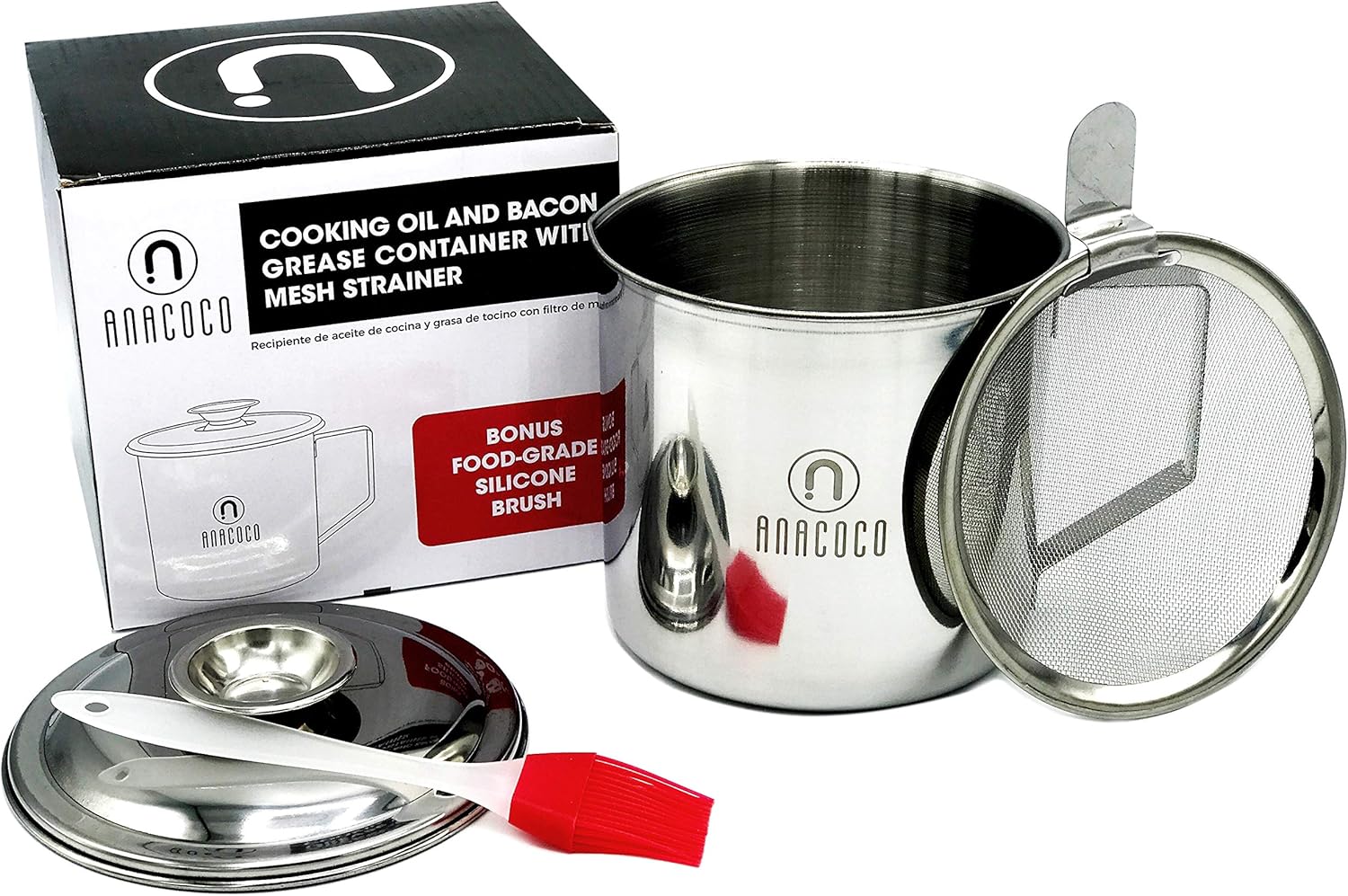 Amazon.com: Stainless Steel Bacon Grease Container, Cooking Oil Storage ...