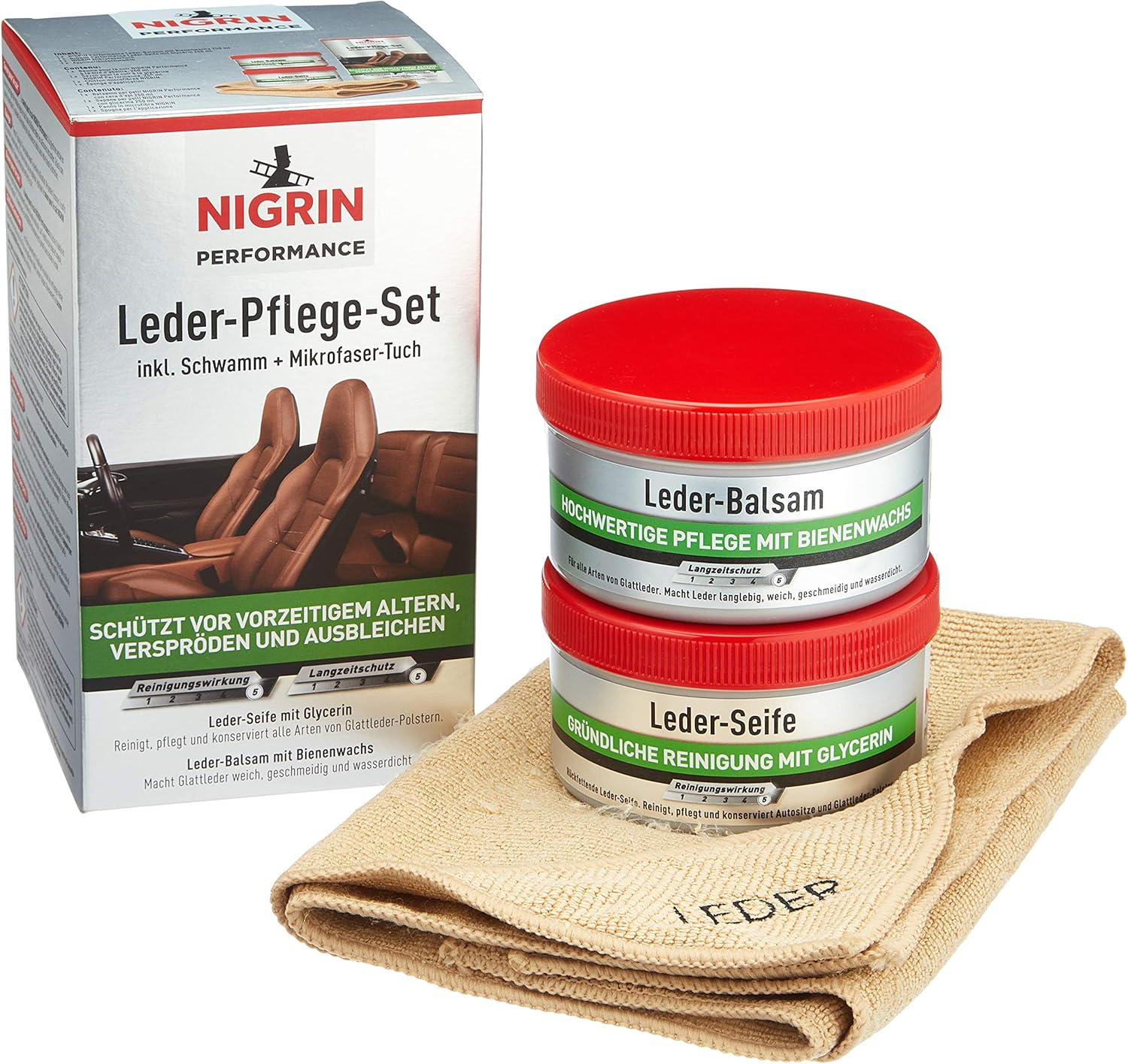 Nigrin Performance Leder-Pflege-Set Seife+Balsam 2x250ml – BigaMart