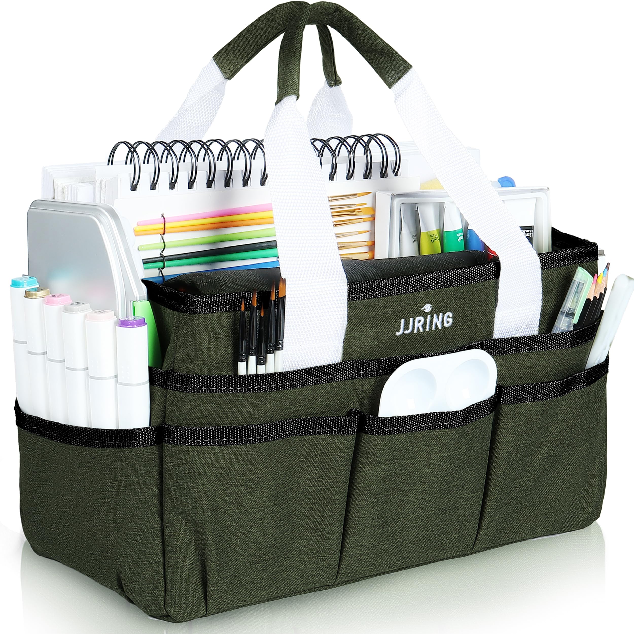 JJRING Craft Organizer Tote Bag, Art Storage Caddy with Multiple ...