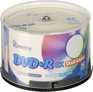 Amazon.com: Smart Buy Logo 50 Pack DVD Plus R DVD+r Dl 8.5gb 8X Double Layer Blank Data Record ...