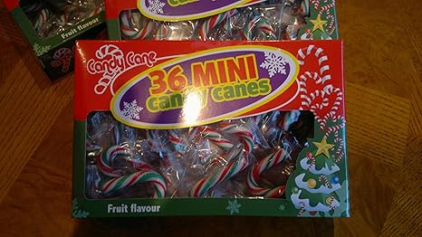 Box of 36 Mini Candy Canes, Fruit Flavour - Xmas Sweets: Amazon.co.uk ...