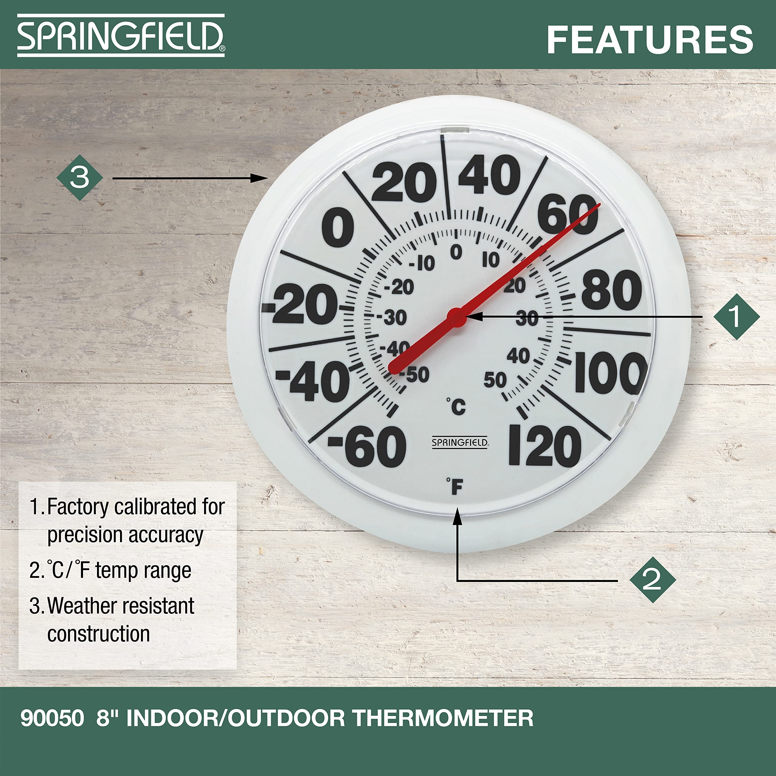 Springfield Indoor/Outdoor Thermometer, 8-inch for sale online | eBay
