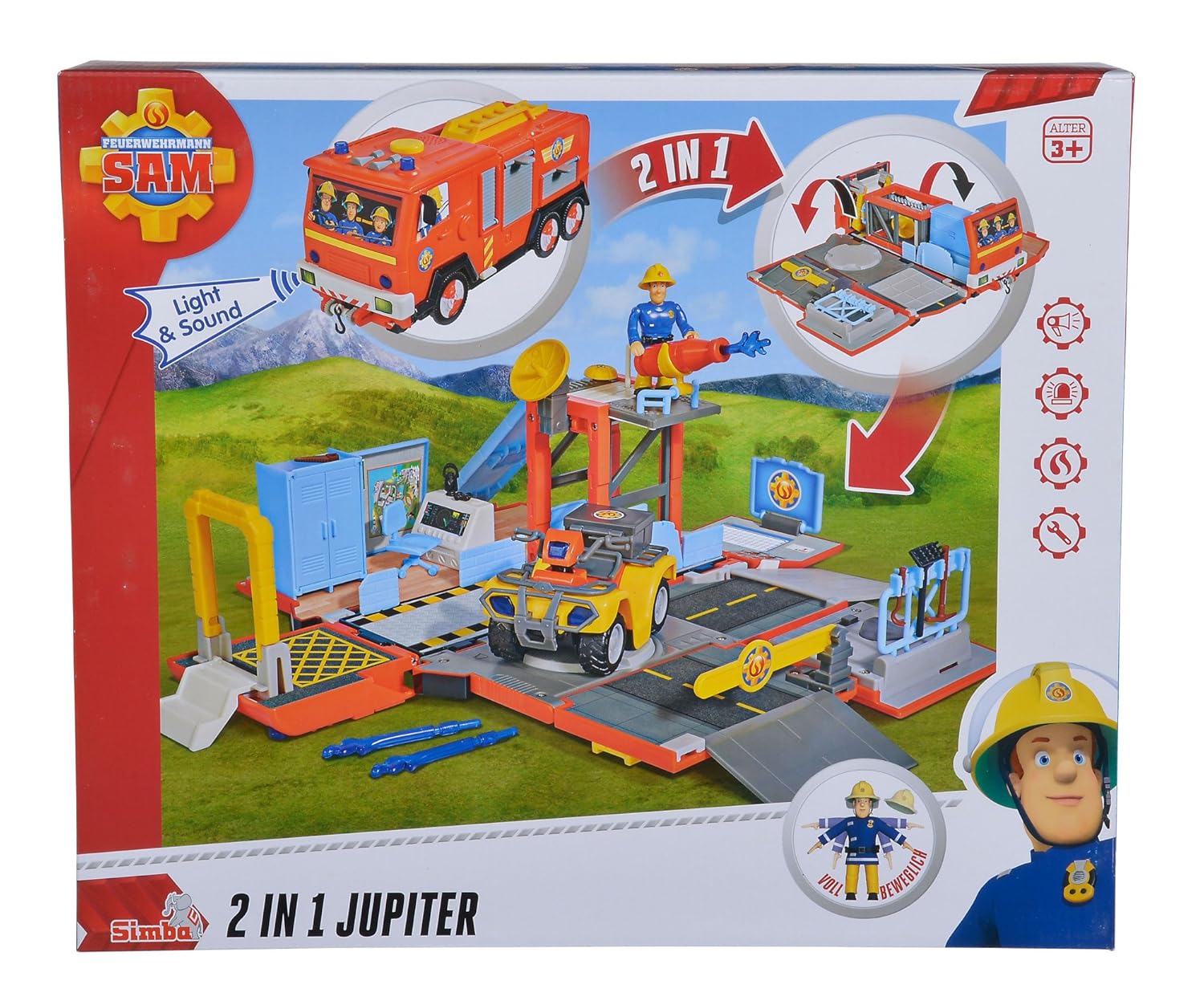 Simba 109251029 Fireman Sam 2 in 1 Jupiter with Sound: Amazon.co.uk ...