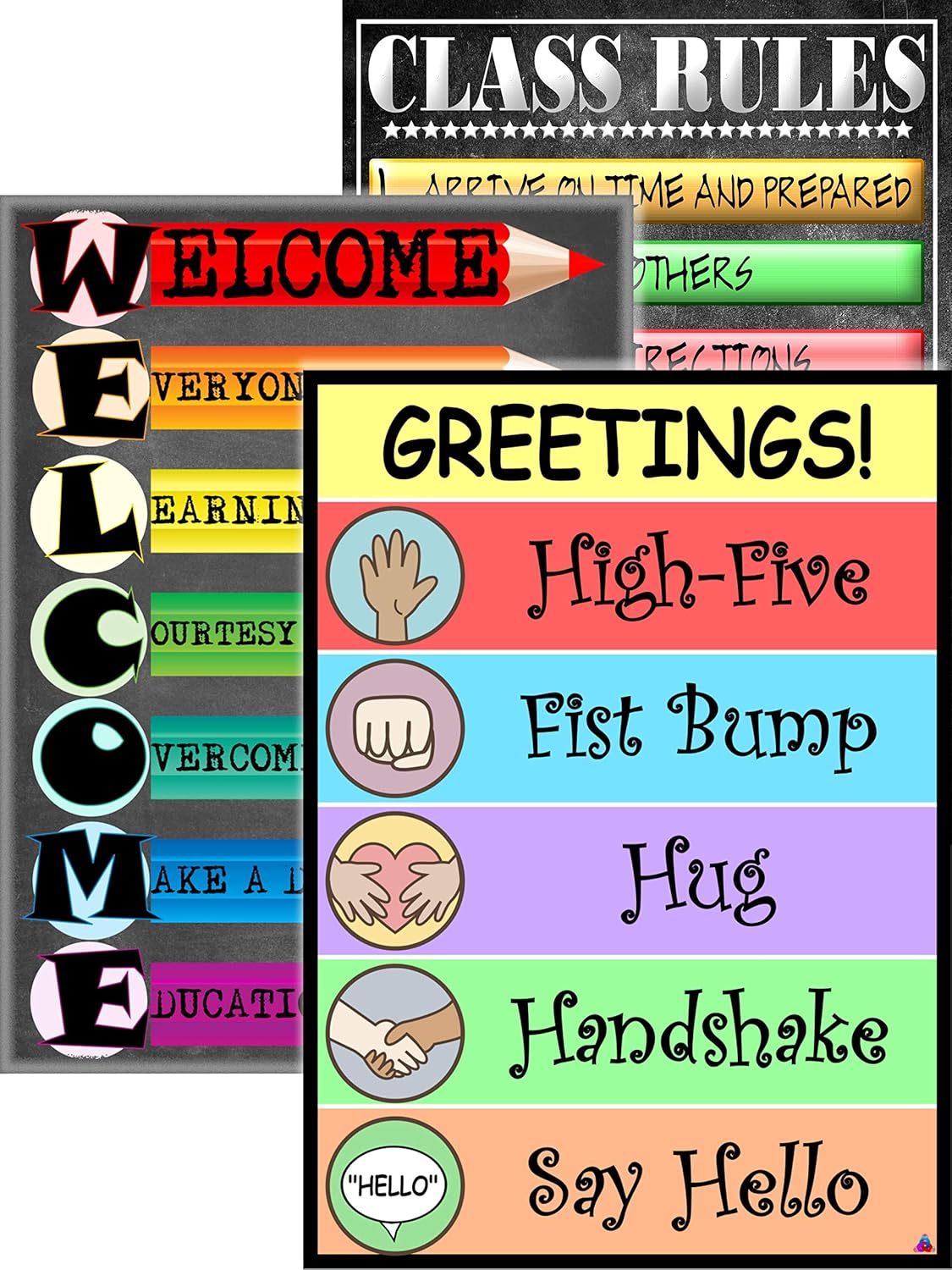 Greetings, Welcome, and Class Rules Posters for Classroom Decorations ...