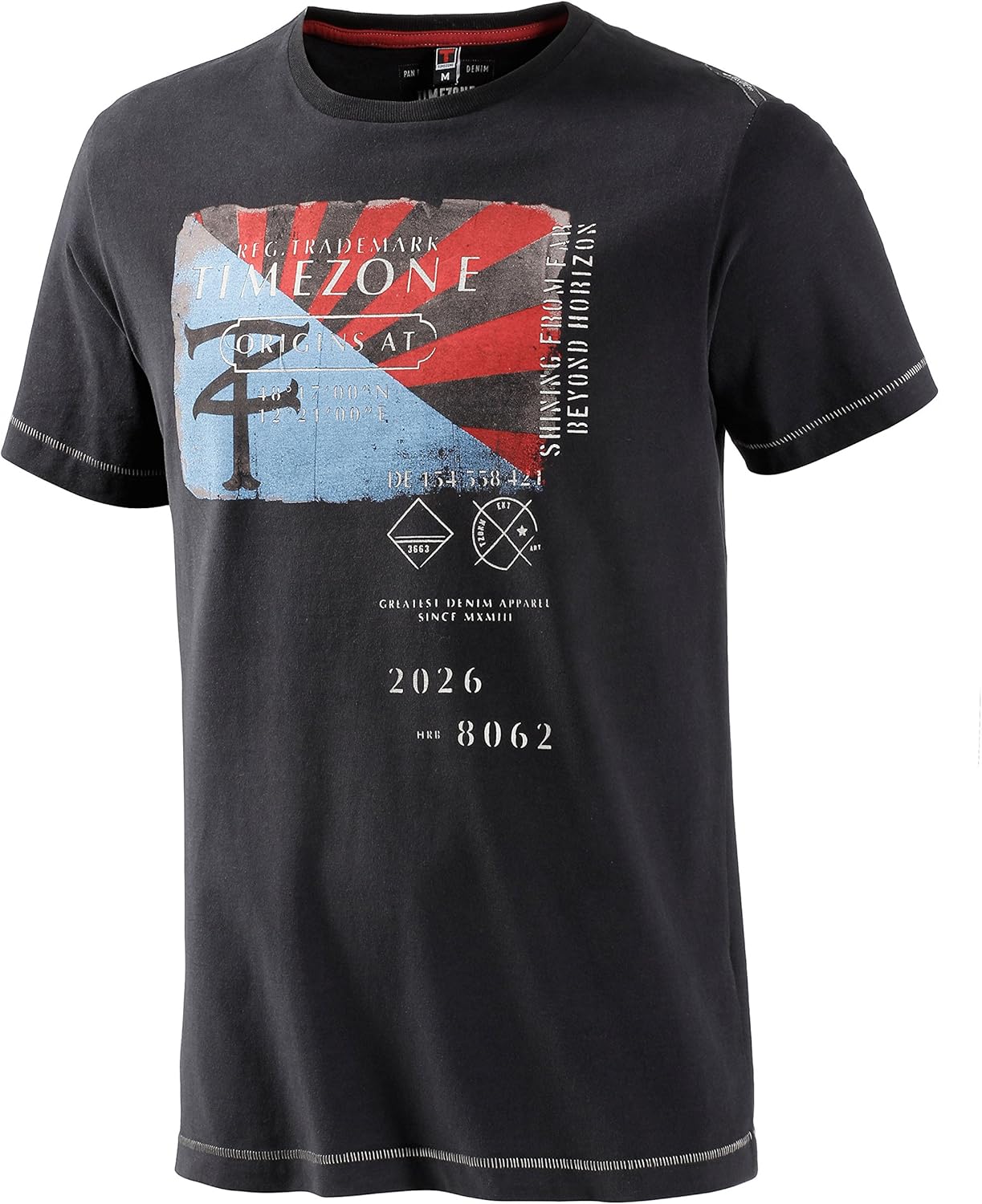 Timezone Herren T-shirt, Gr. 46 (Herstellergröße: S), Schwarz: Amazon ...