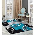 Amazon.com: GLORY RUGS Area Rug Modern 5x7 Turquoise Soft Hand Carved ...