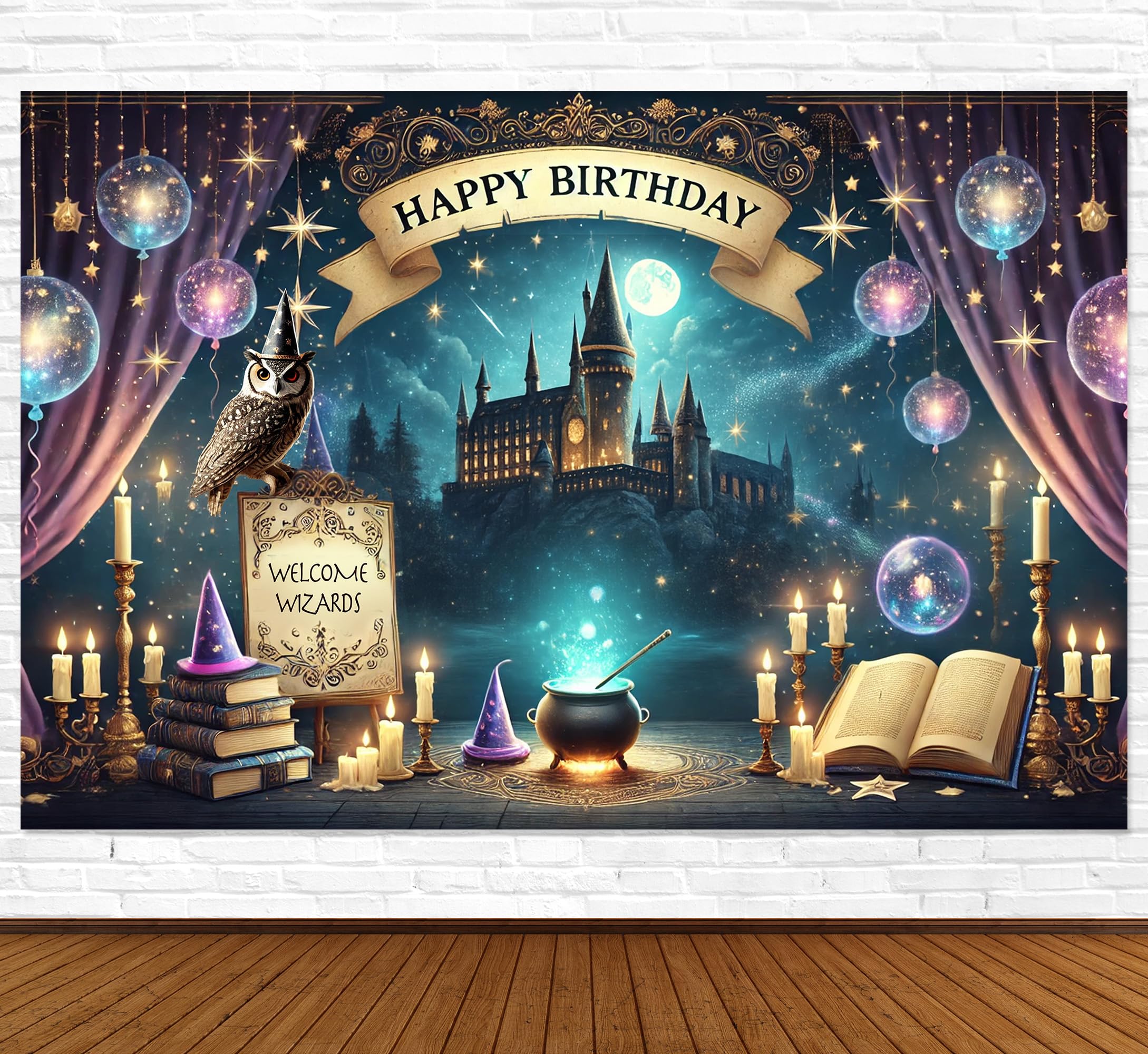 Wizard Happy Birthday Banner Wizard Happy Birthday Backdrop 6x4ft ...