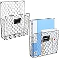 Amazon.com: MyGift Wall Mounted Gray Metal Chicken Wire Hanging File ...