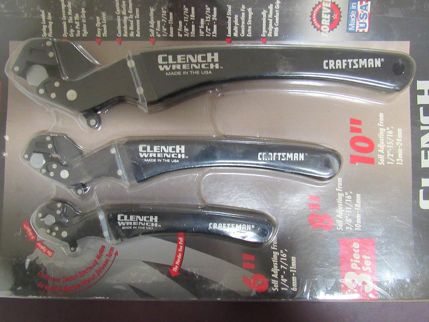 Craftsman Set of 3 Clench Wrench (6, 8, 10"), Vintage/Made in USA, Part ...