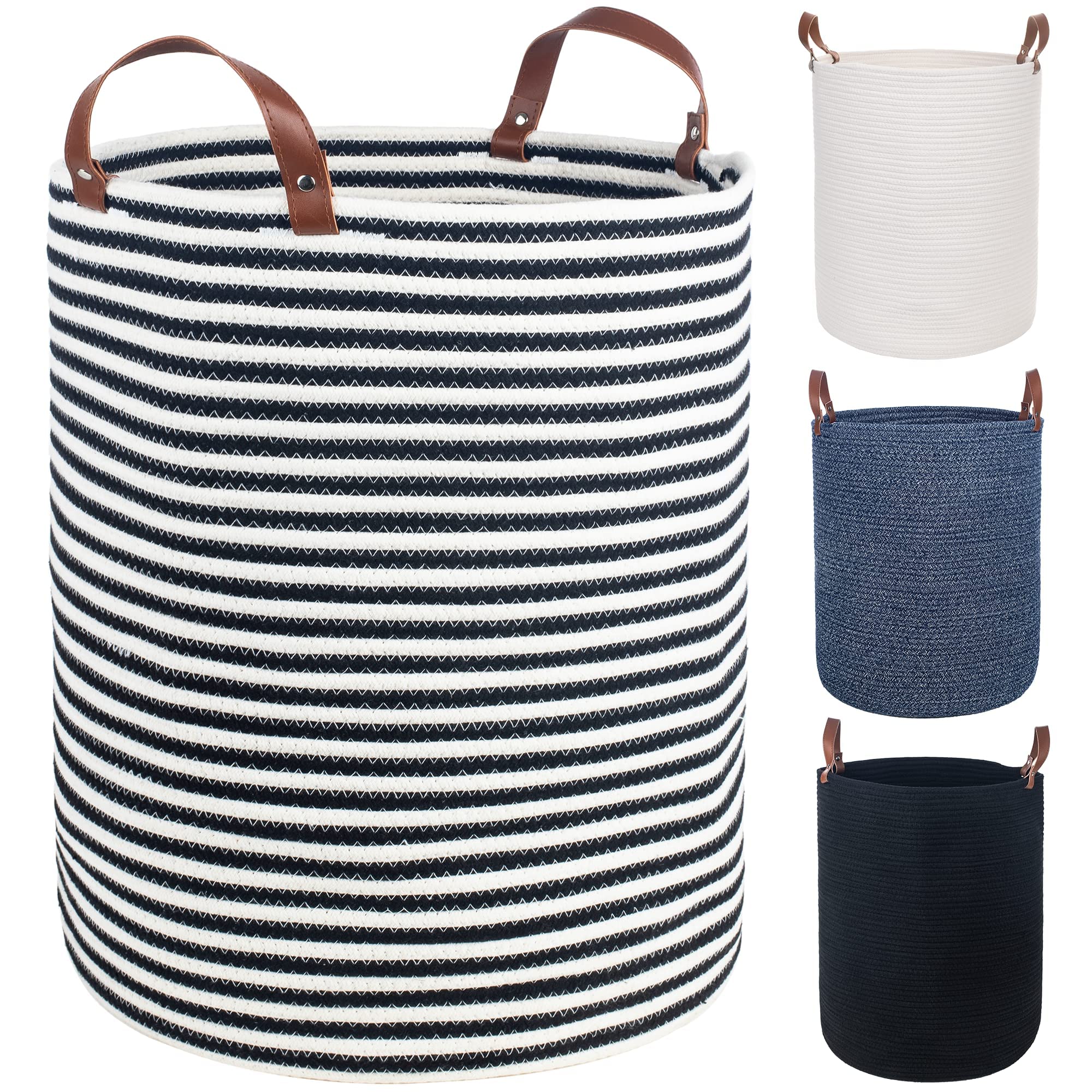 Twira Extra Large 20x16 Inches Cotton Rope Basket, Woven Baby Laundry ...