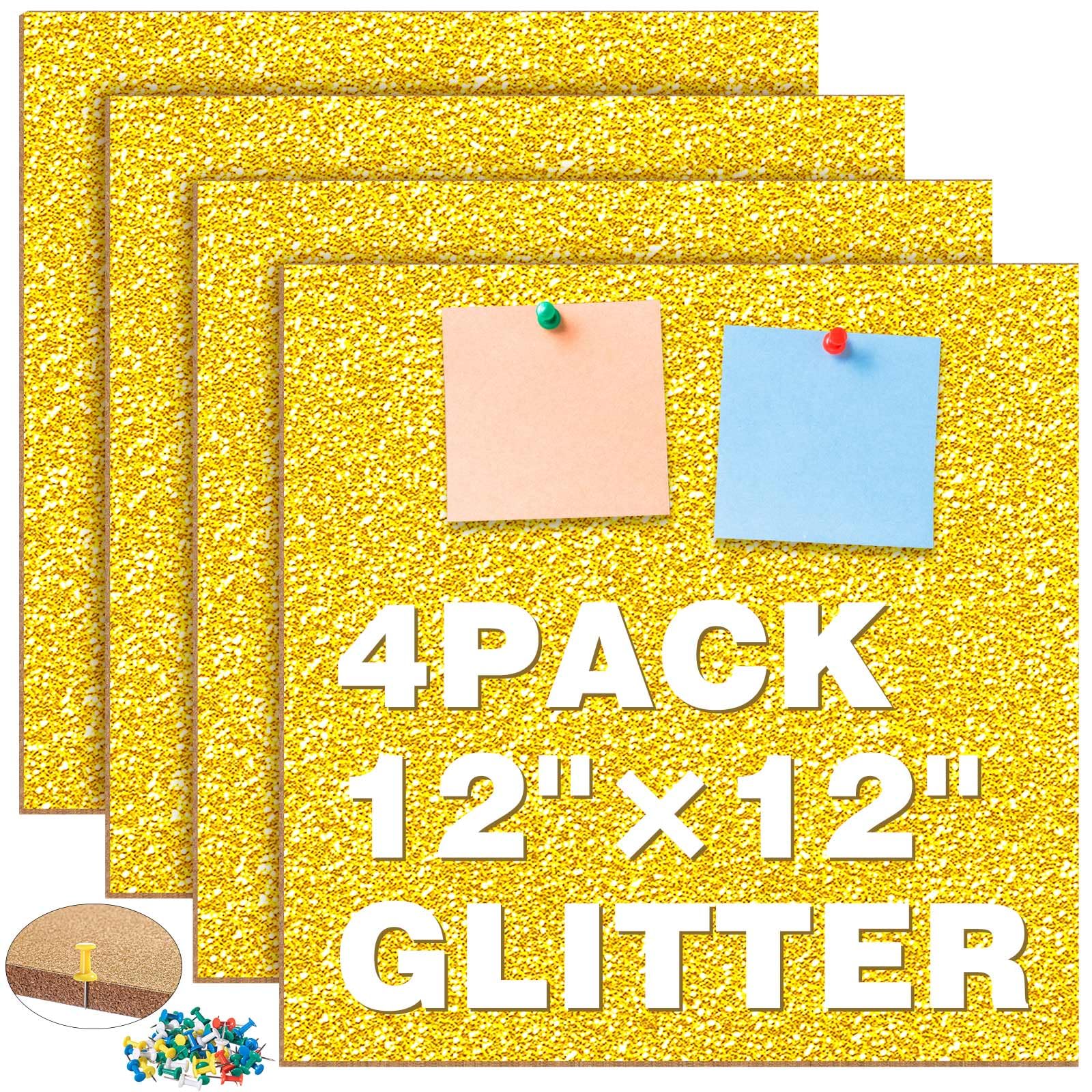 RattanView 4 Pcs Christmas DIY Gold Cork Board for Wall Glitter Cork ...