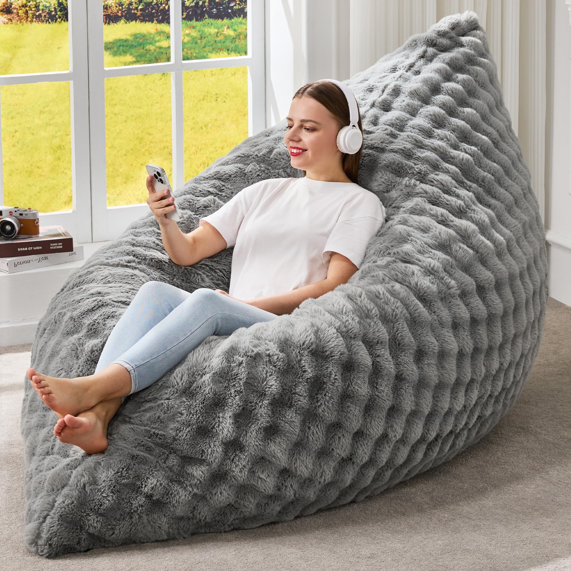 Hobestluk 3 in 1 Bean Bag Chair Giant Bean Bag Chairs for Adults with ...
