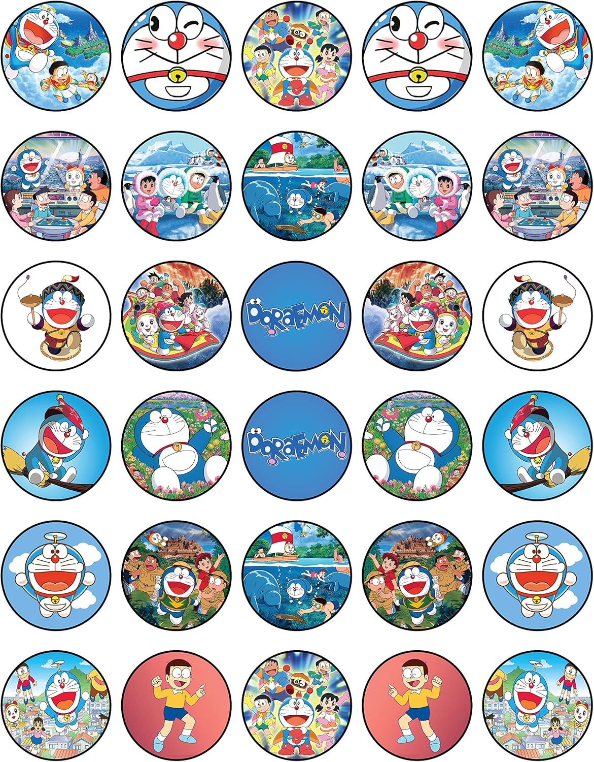 Happy Choices 30 x Edible Cupcake Toppers Themed of Doraemon Collection ...