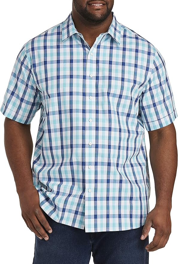 DXL Synrgy Big and Tall Sketchy Check Sport Shirt, Blue Atoll at Amazon ...