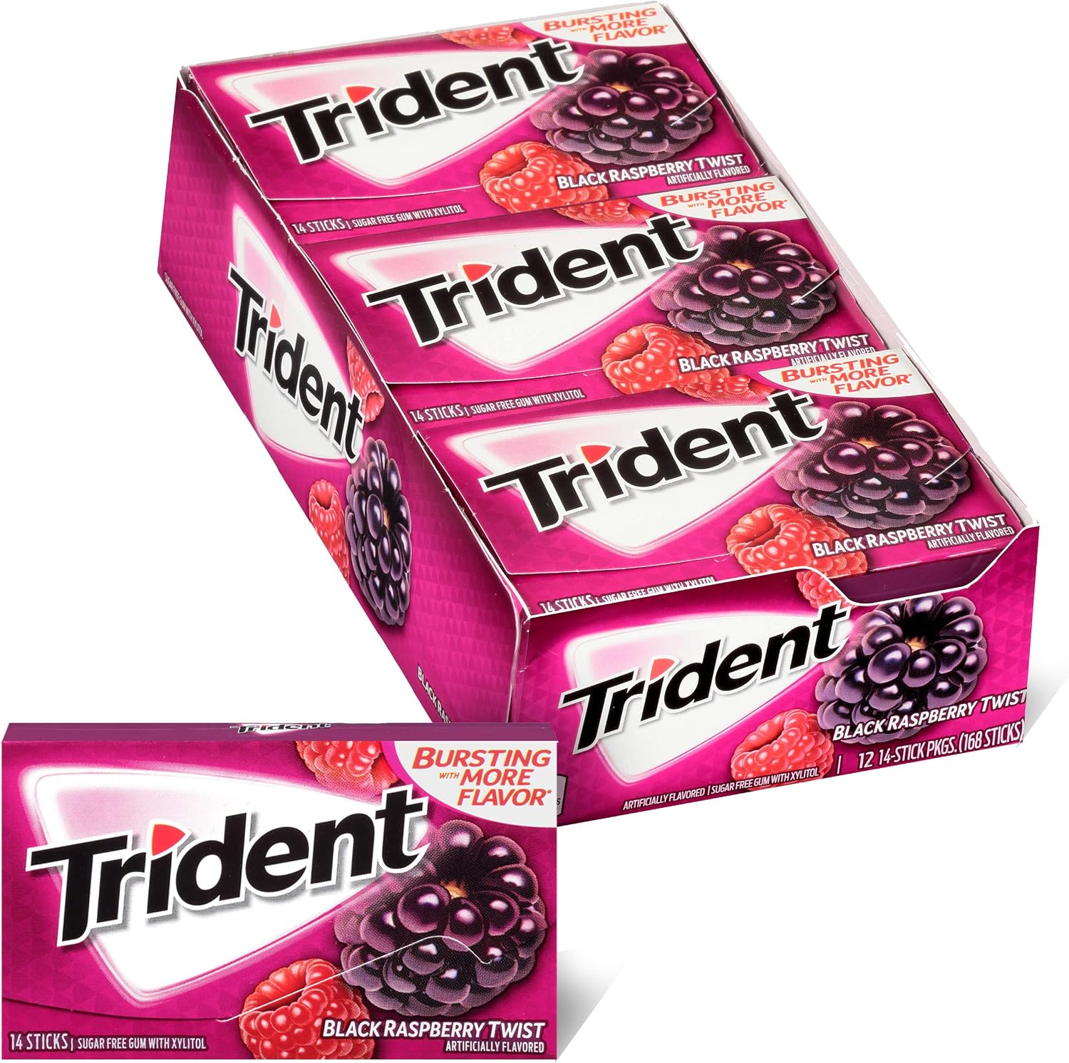 Trident Black Raspberry Twist Sugar Free Chewing Gum with Xylitol 14 ...