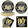 Amazon.com: algpty 60 PCS Vintage 80th Birthday Plates and Napkins Set ...