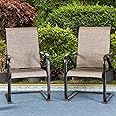 Amazon.com: MFSTUDIO 2 Pieces Patio Dining C-Spring Motion Textilene ...
