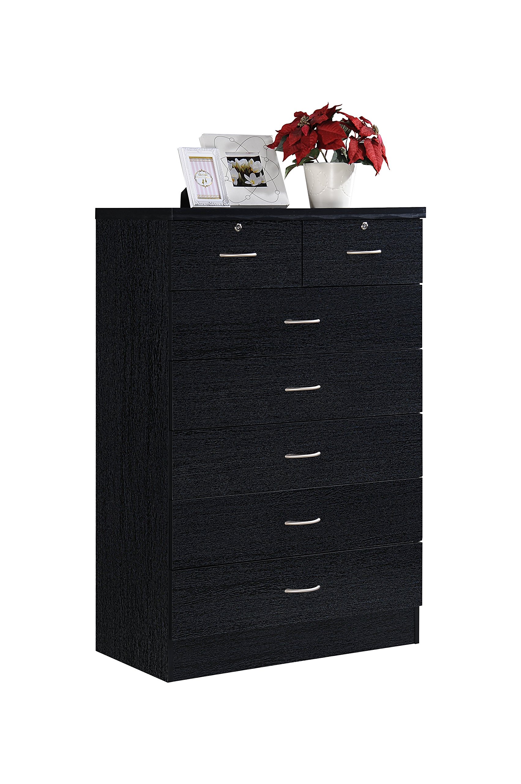 Hodedah 7 Drawer Chest, Five Large Drawers, Two Smaller Drawers with ...