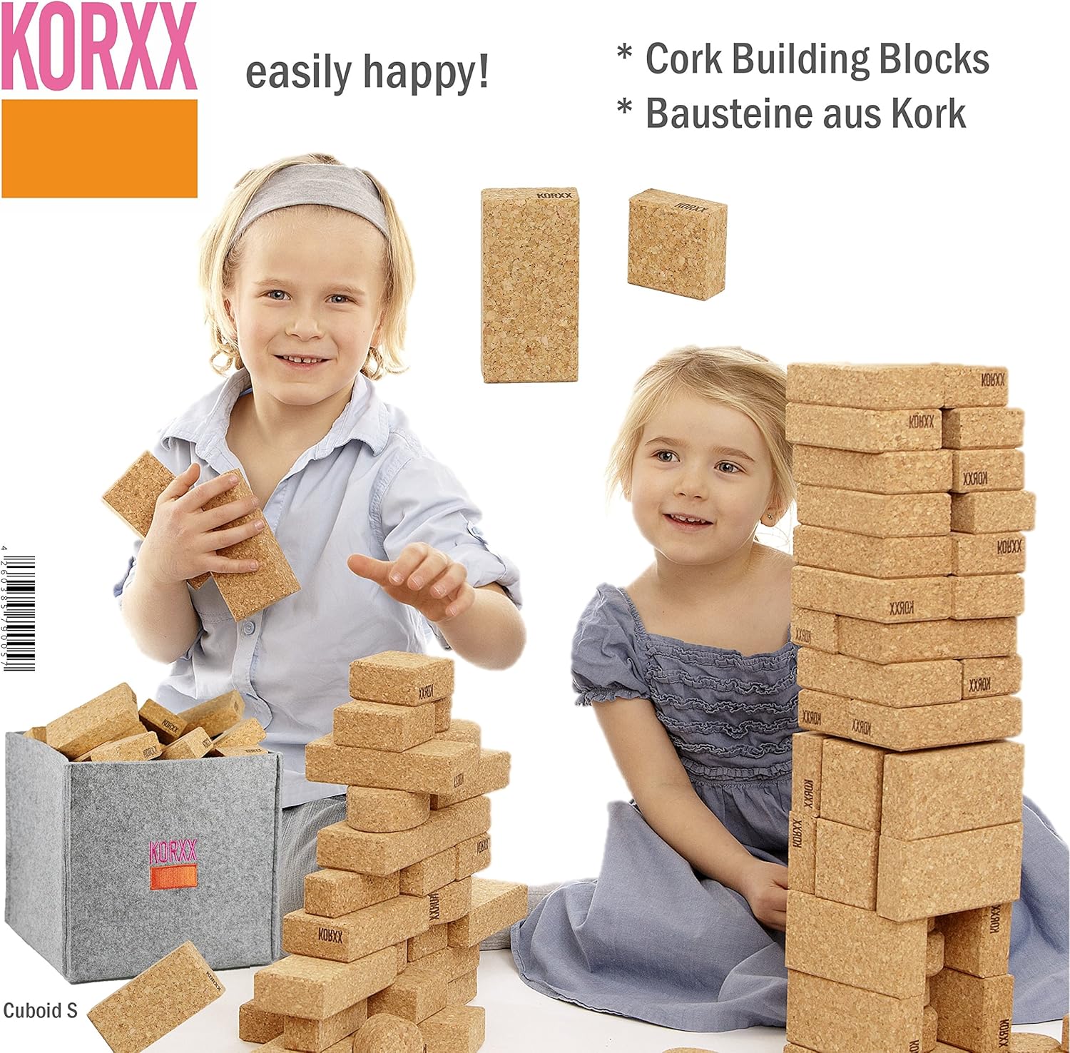 Korxx Korxx4260385790057 50 Pieces Cuboid S Cork Building Block in Felt ...