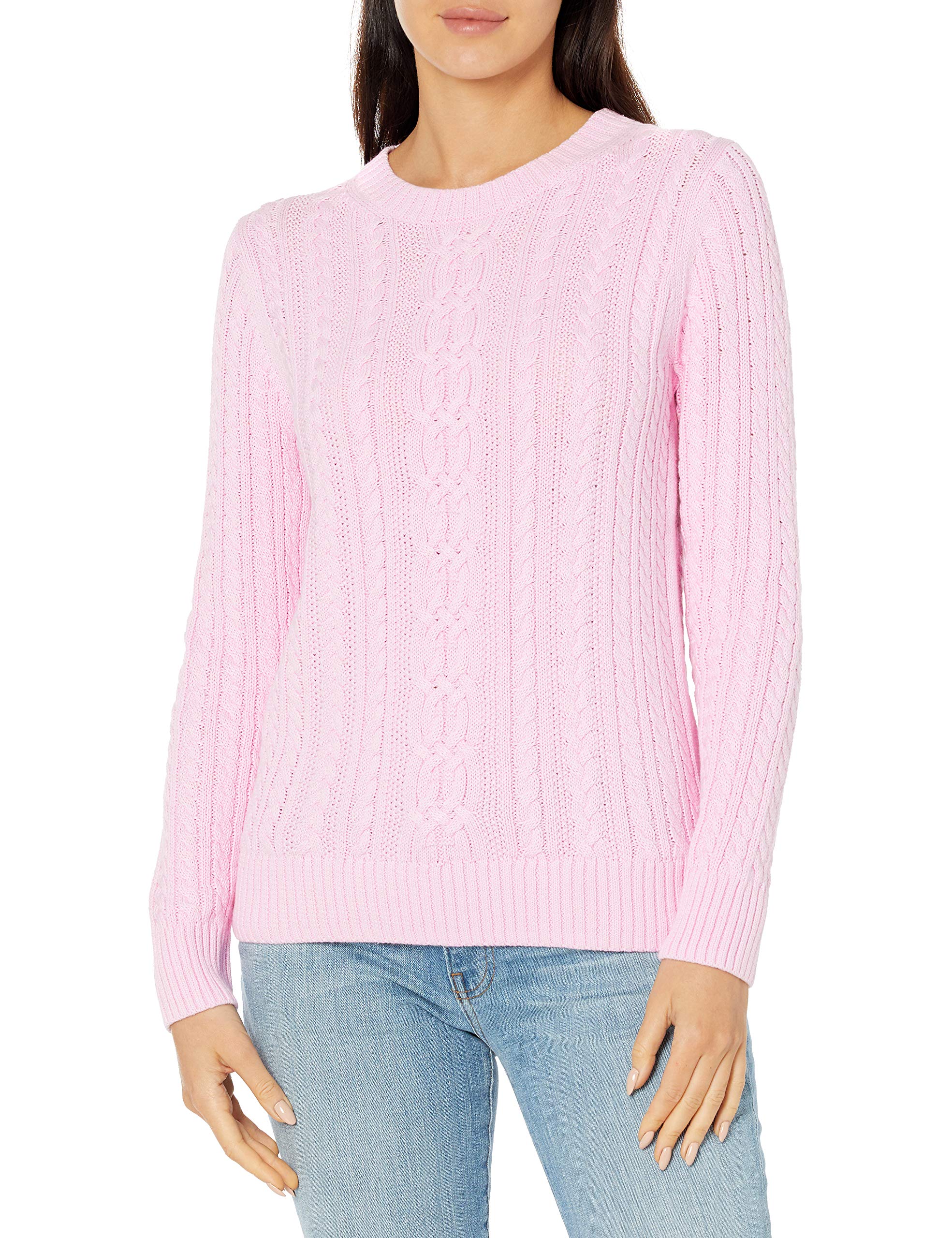 Amazon Essentials Women's Fisherman Cable Knit Long-Sleeve Crewneck ...