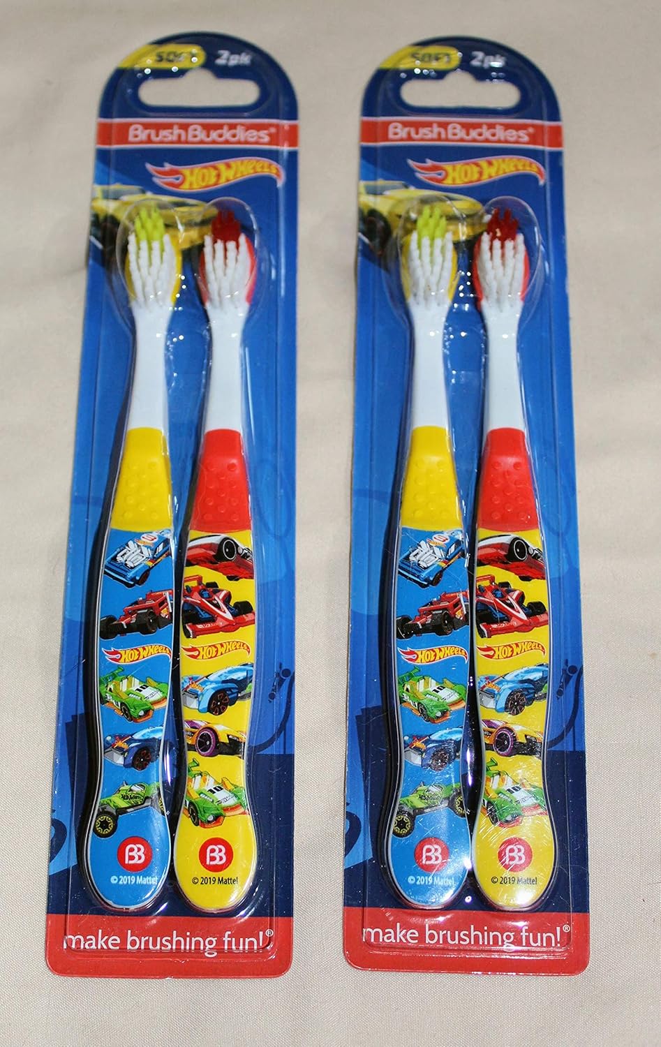 Amazon.com: Brush Buddies Hot Wheels Toothbrush Set 4 Toothbrushes ...