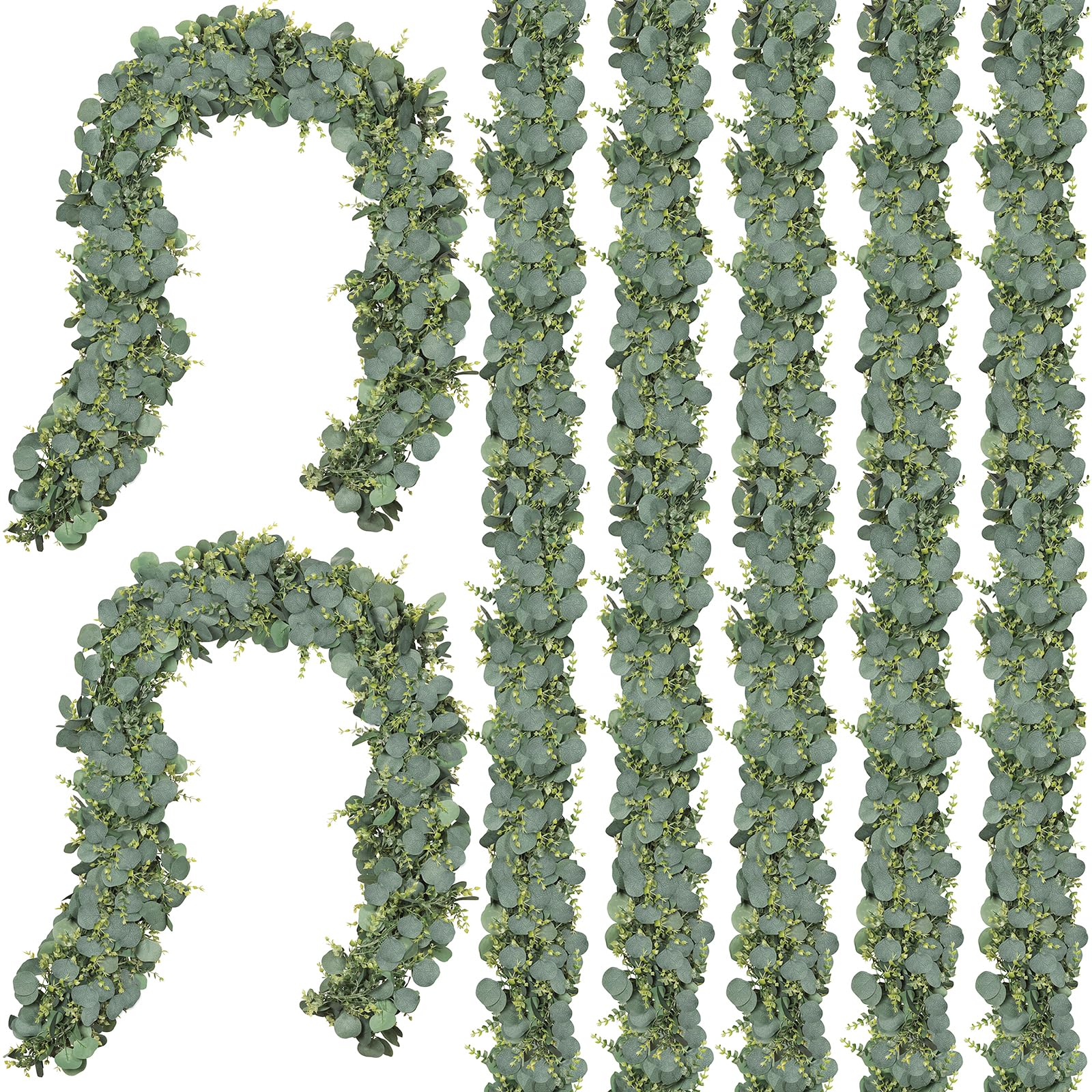CQURE 7 Pack 5.9Ft Eucalyptus Garland,Artificial Eucalyptus Leaves Table Greenery Garland Wreath ...