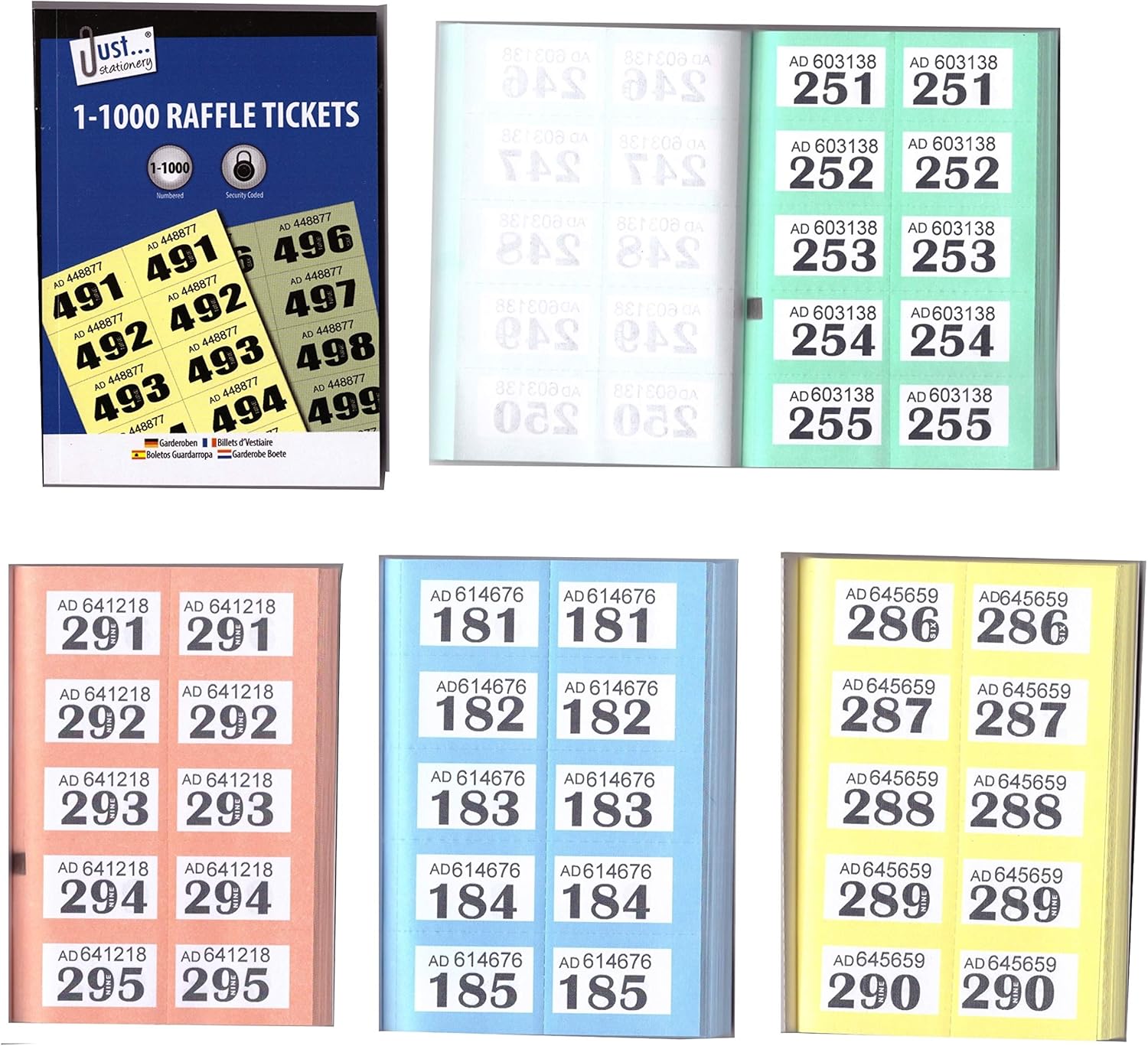 Tallon 4 x Books of Cloakroom and Raffle Tickets - 1 -1000 Tombola Draw ...
