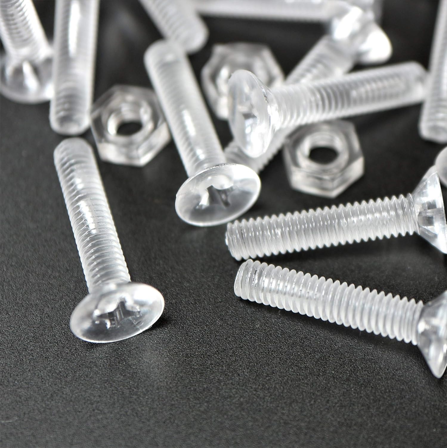 50 x Crosshead Countersunk Screws Nuts and Bolts, Transparent Clear ...