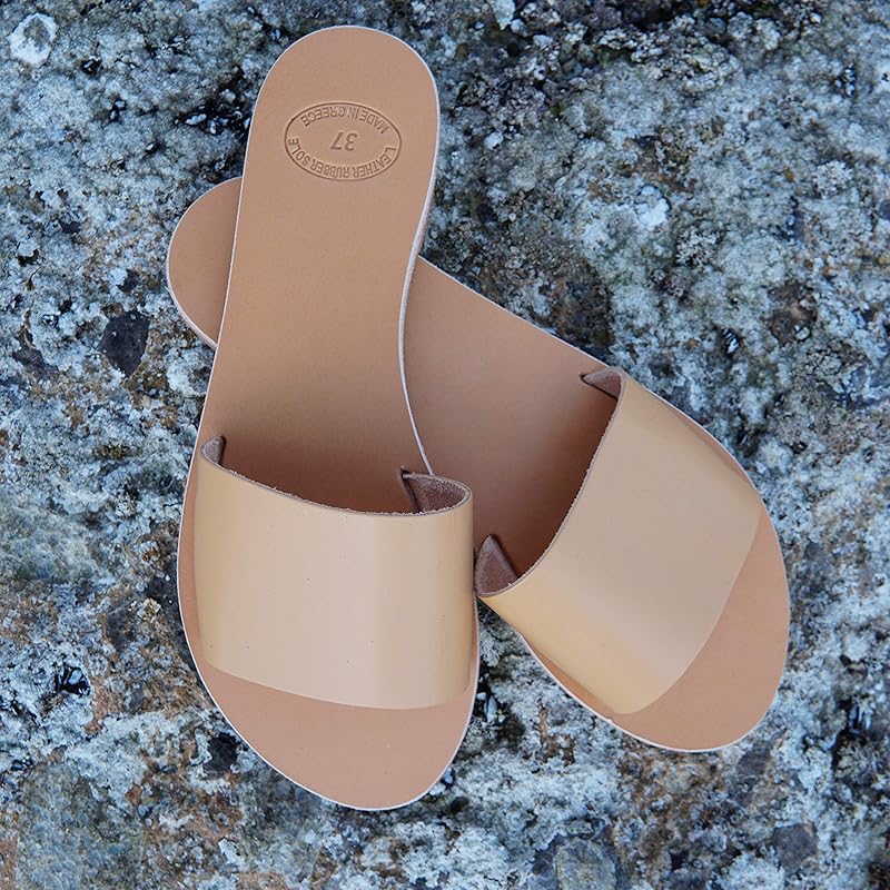 Amazon.com: Women Leather Strap Slide Sandals, Handmade Slider,: Handmade