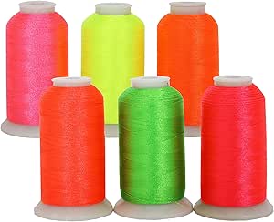 Amazon.com: Neon Colors Polyester Embroidery Thread 6 Spool Set ...