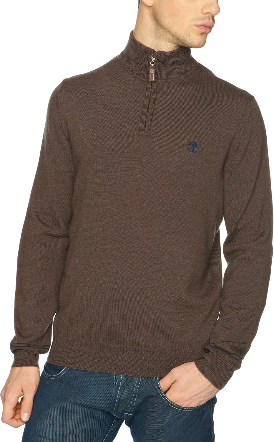 Timberland Merino Half Zip Men's Jumper Cocoa Medium: Amazon.co.uk ...