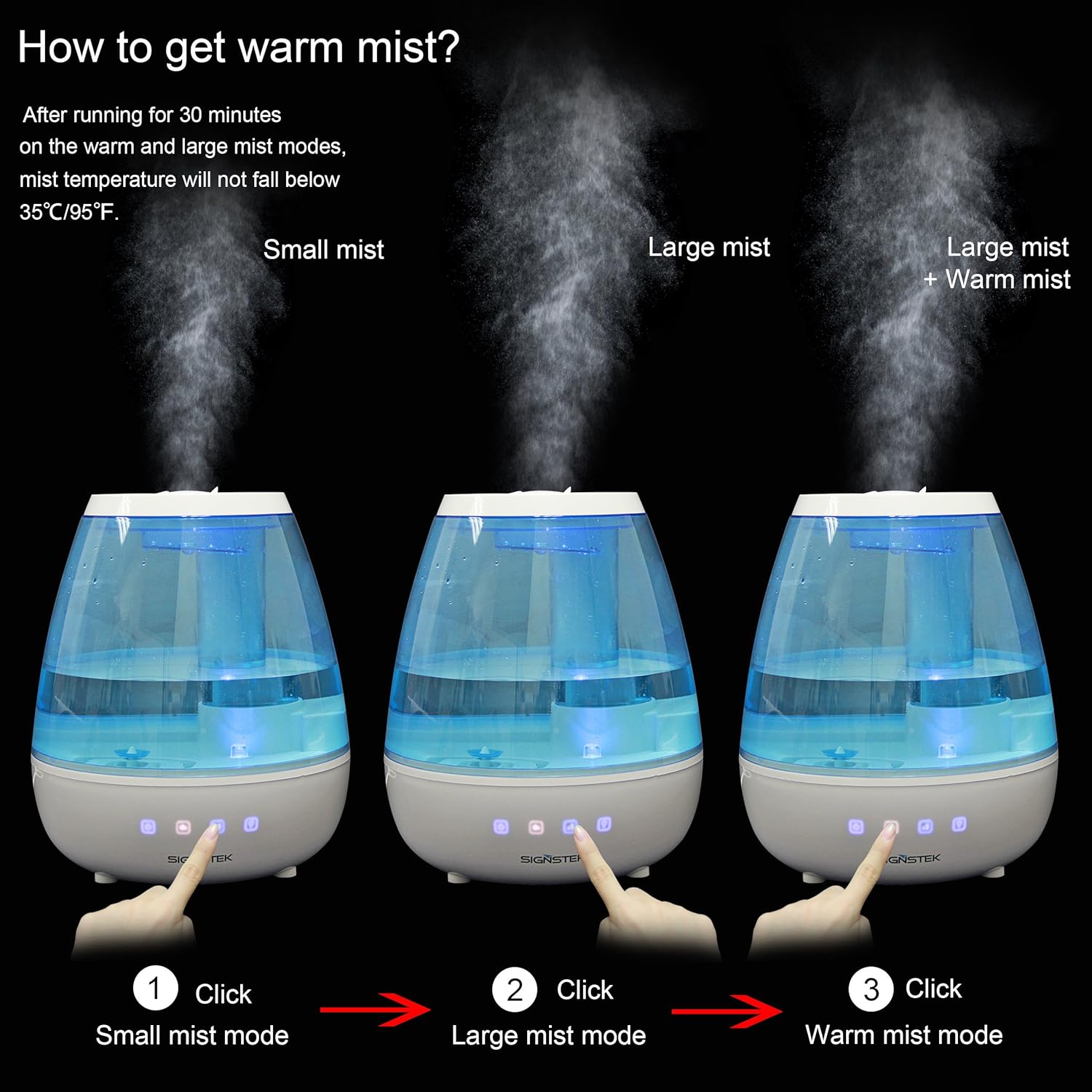 Signstek Ultrasonic Warm & Cool Mist Diffuser, Vaporizer and Humidifier ...
