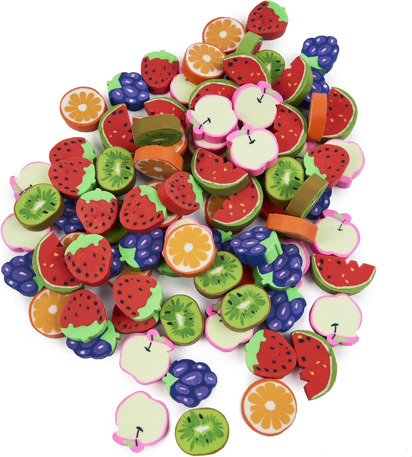 THE TWIDDLERS – 96 Mini Fruit Pencil Erasers / Rubbers – BigaMart