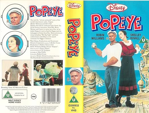 Popeye [VHS] [1980]: Robin Williams, Shelley Duvall: Amazon.co.uk: Video