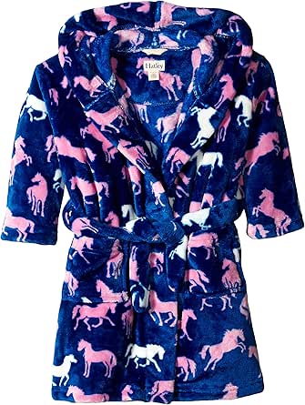 Amazon.com: Hatley Little Girls' Fuzzy Fleece Robe - Horse Flowers ...