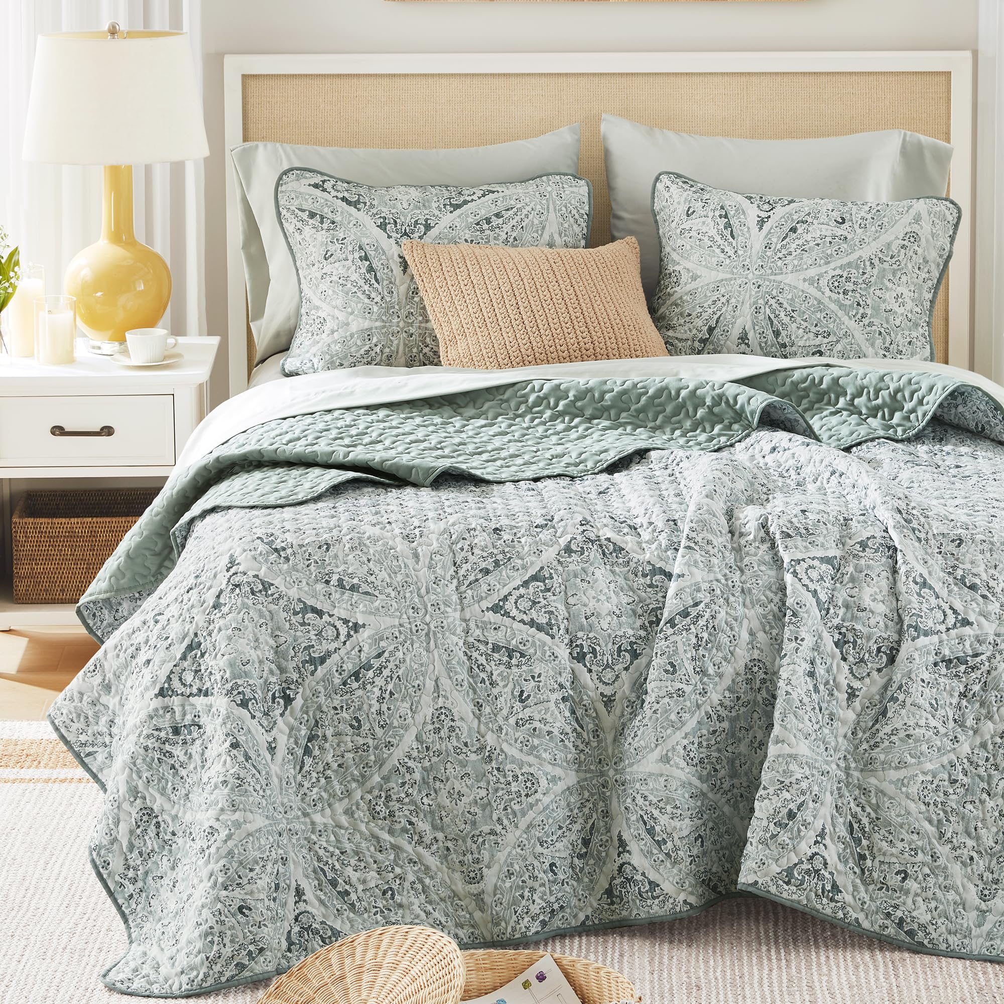 Comfort Spaces Boho Quilt Set King Reversible Vermicelli Quilting King ...