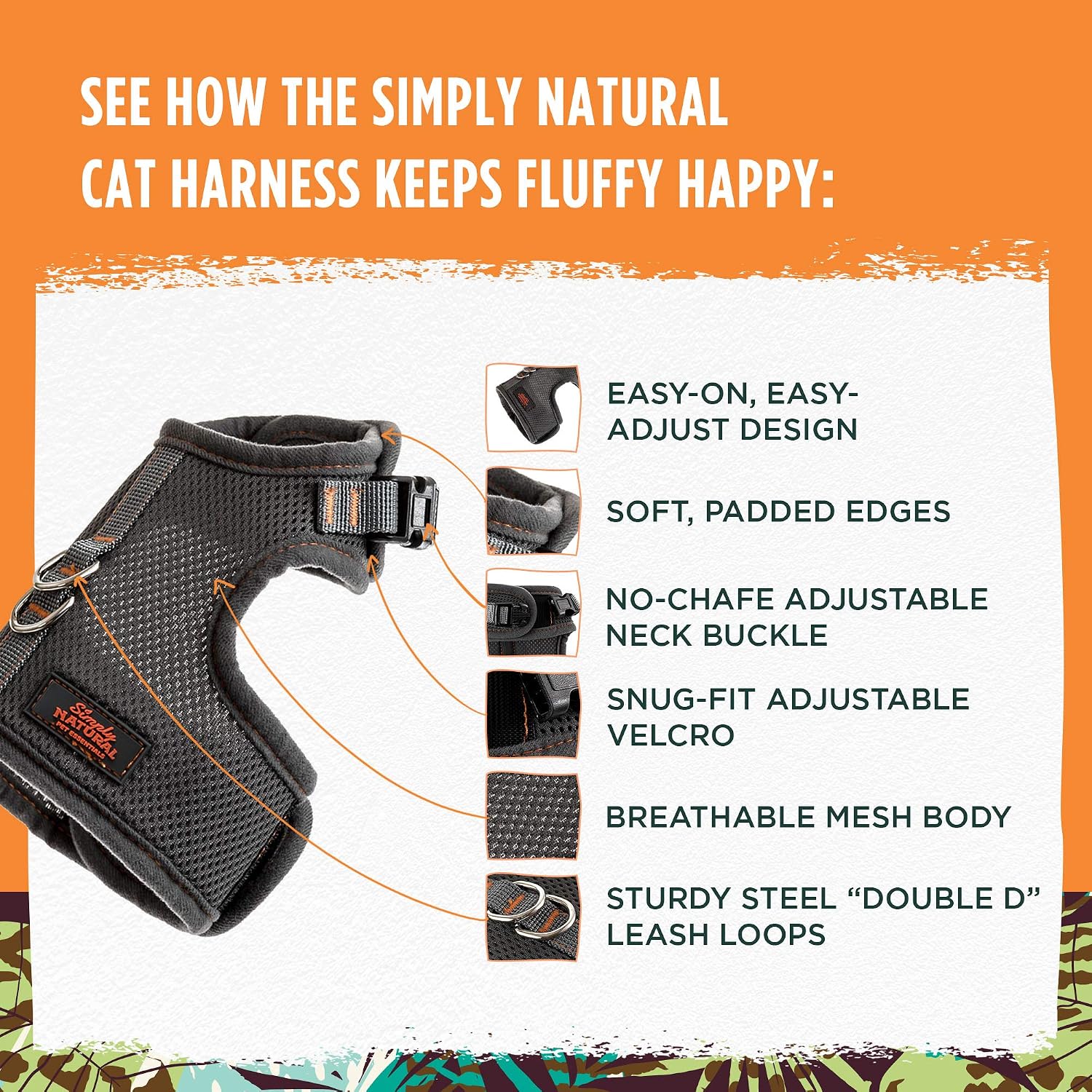 Cat Harness by Simply Natural – Medium Escape Proof Cat Harness with ...