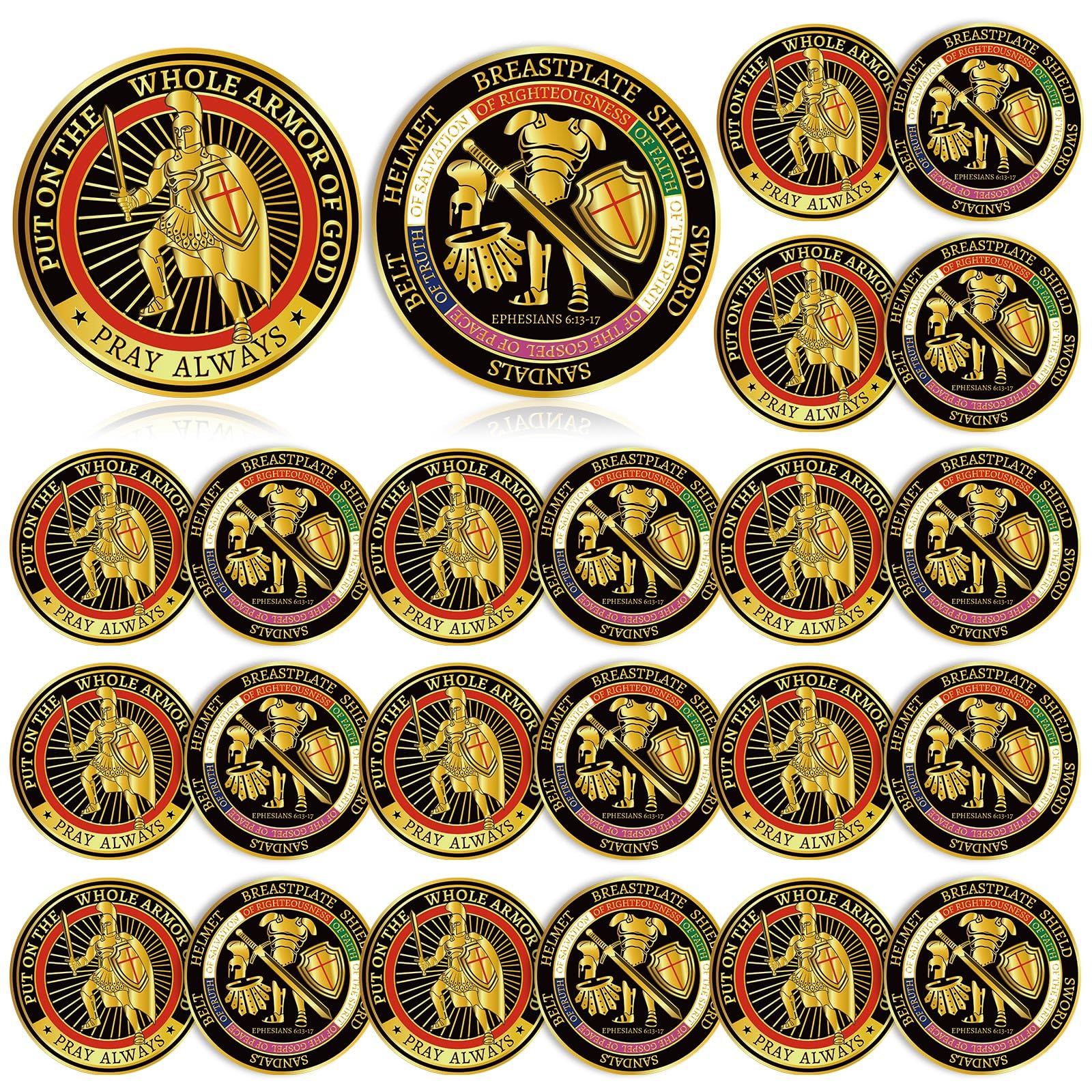 Nosiny 20 Pcs Armor of God Coins Metal Christian Challenge Coins for ...