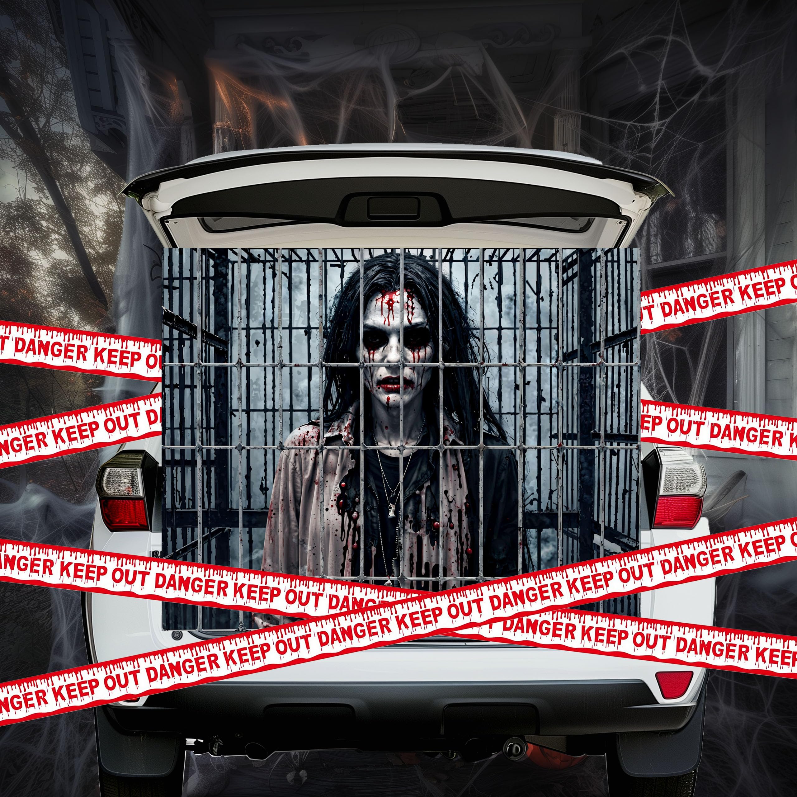 Halloween Trunk or Treat Car Decorations Kit, Scary Ghost Backdrop ...