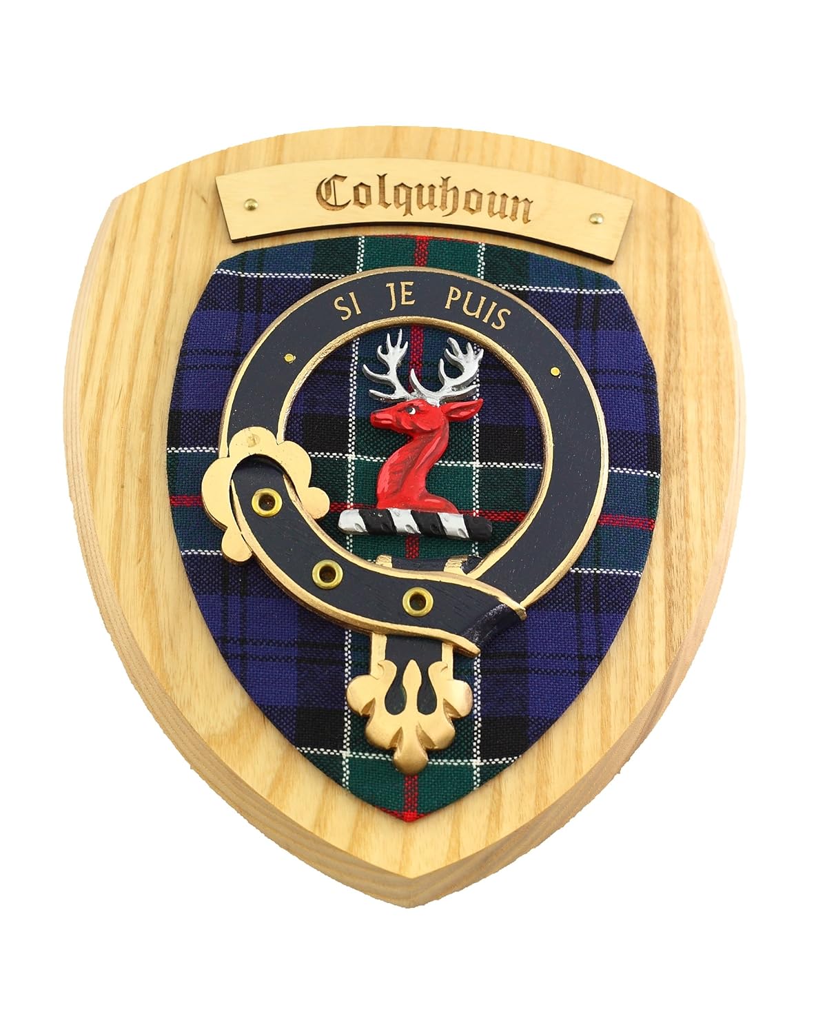 Colquhoun Clan Crest Wall Plaque - Light Wood - Wooden Wall Plaques ...