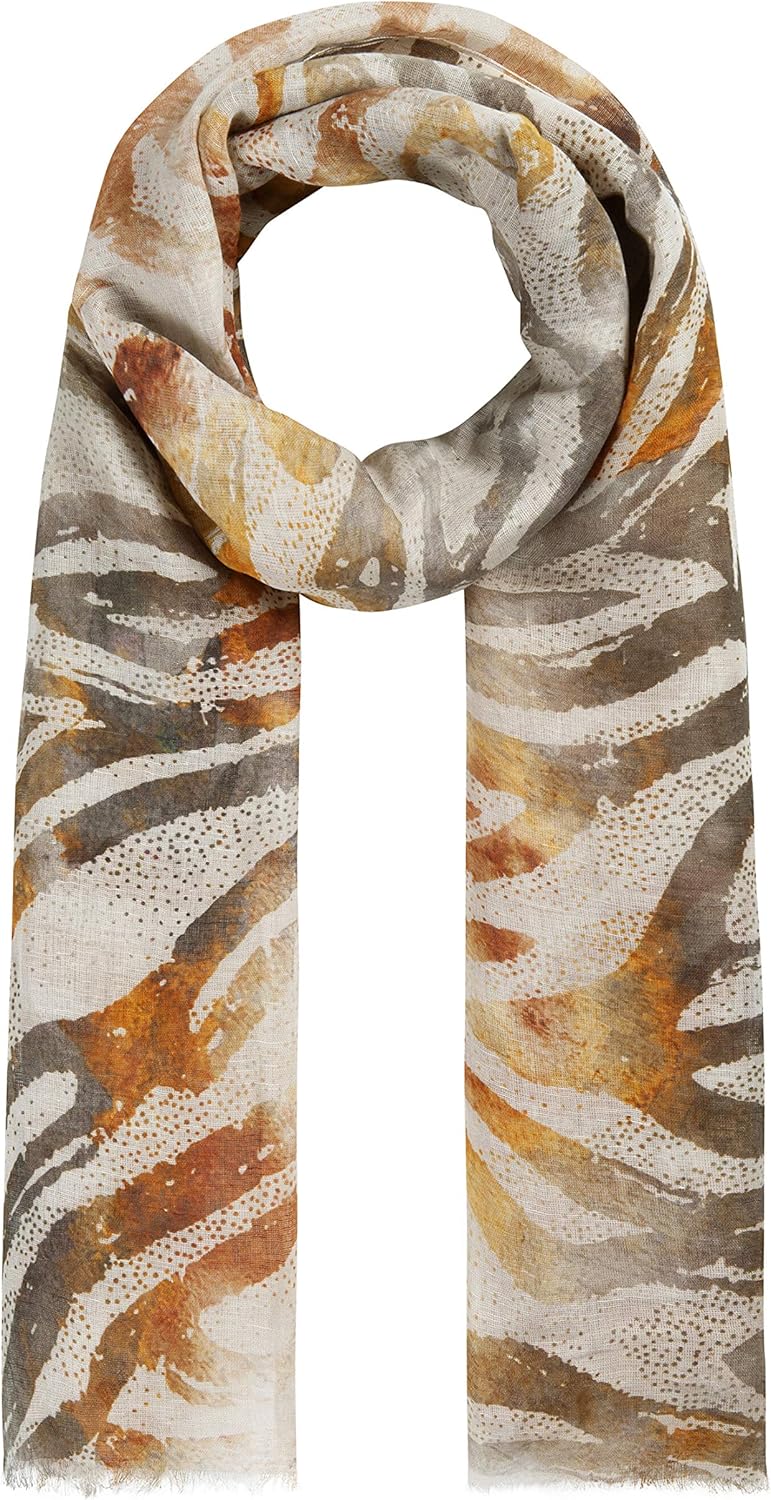 CODELLO Damen Schal, Fein transparent | Animal-Print | 60% Leinen, 40% ...